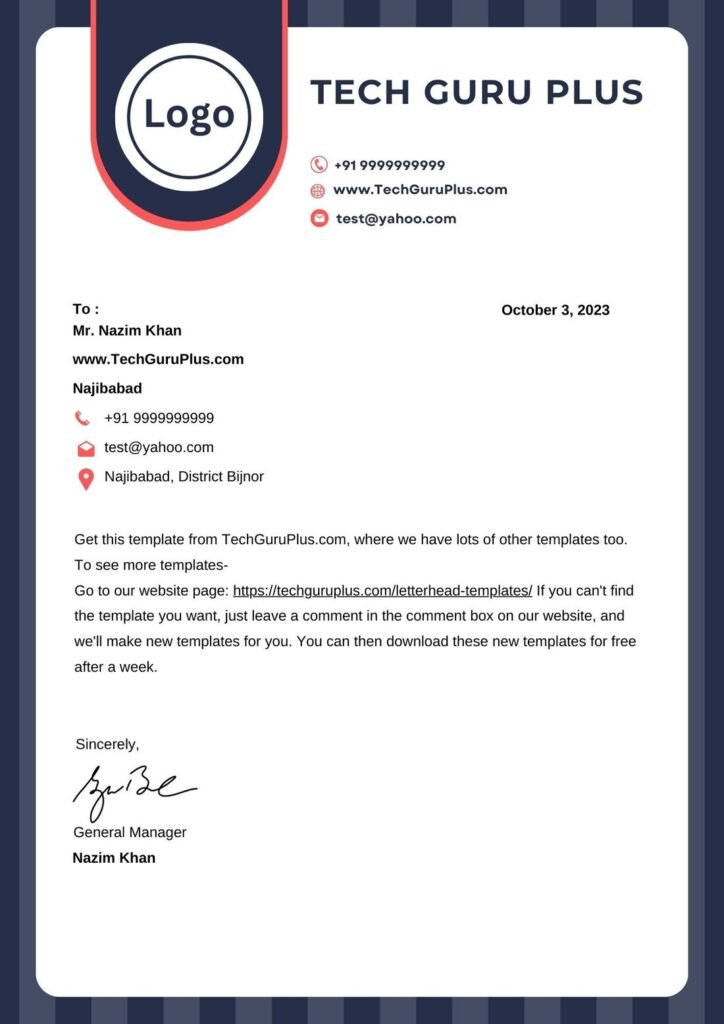 Editable Stylish Free Letter Headed Paper Design (.docx Word & PDF)