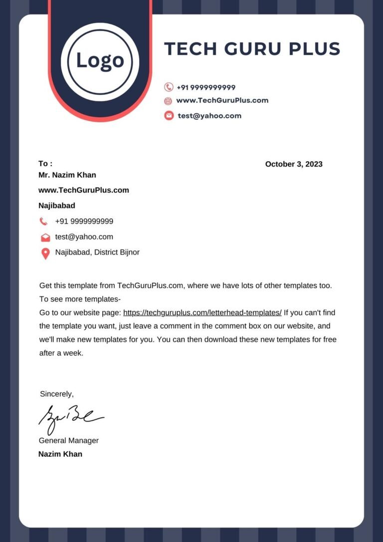 Editable Stylish Free Letter Headed Paper Design (.docx Word & PDF)