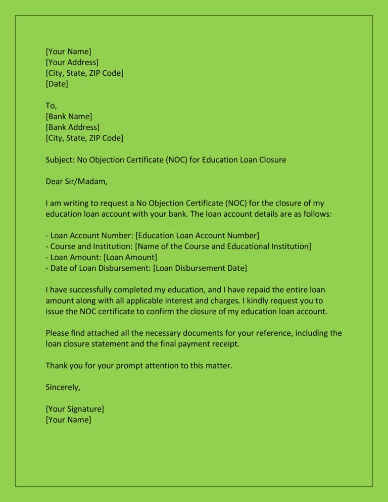 [Top-5] NOC Letter Format for Bank (Download in Word-.docx)