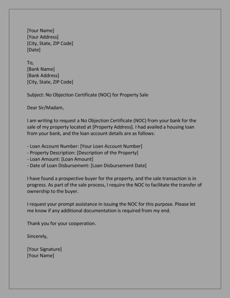 [Top-5] NOC Letter Format for Bank (Download in Word-.docx)