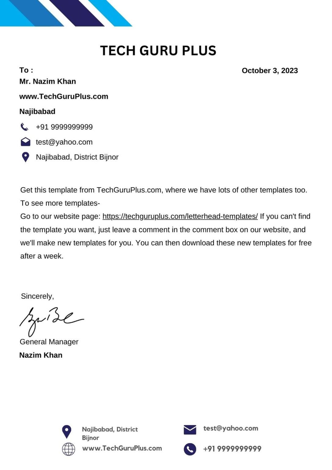 Electrical Letterhead Word Format Free Download (.docx)