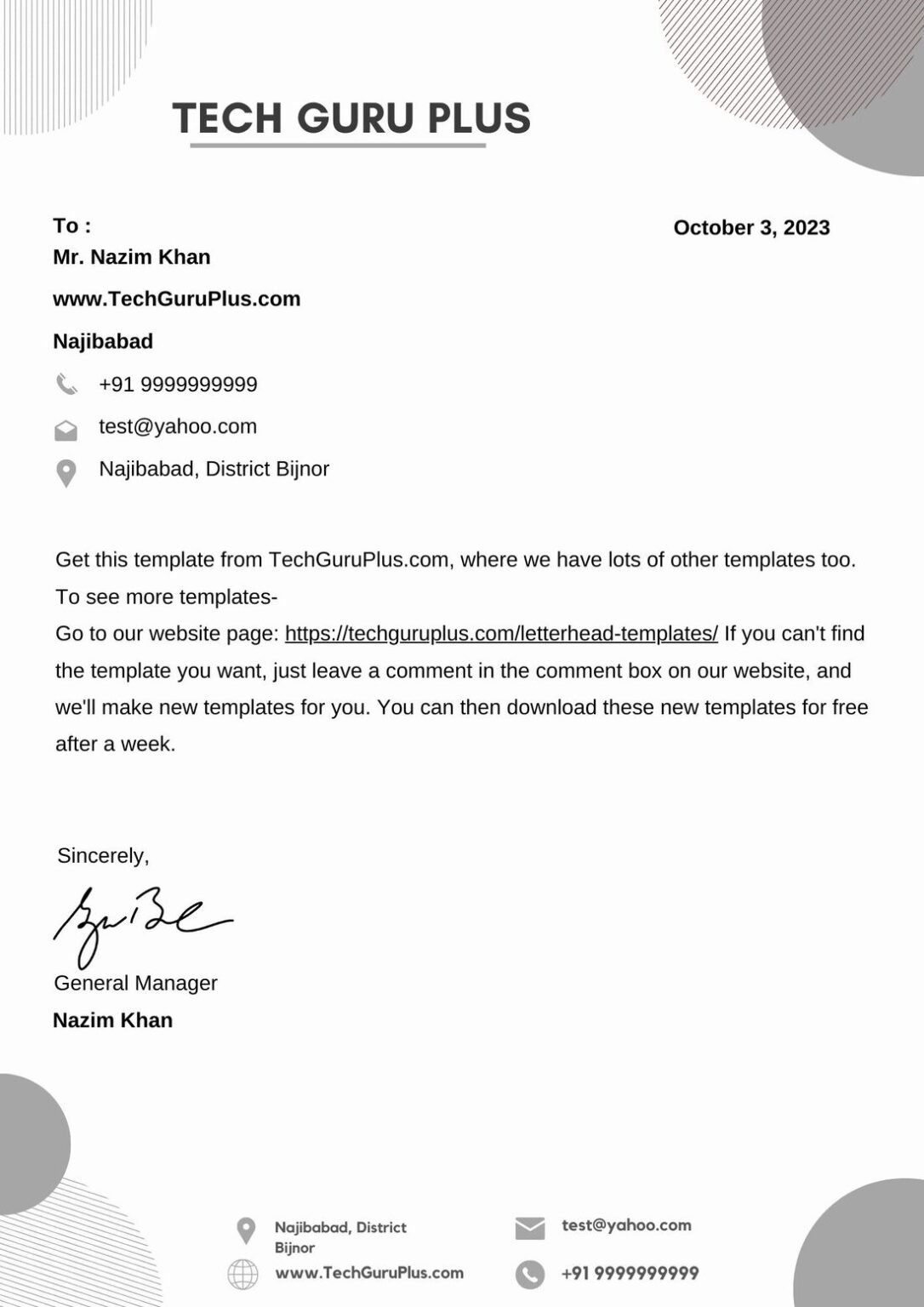 Letterpad Format Download (.Doc) FREE