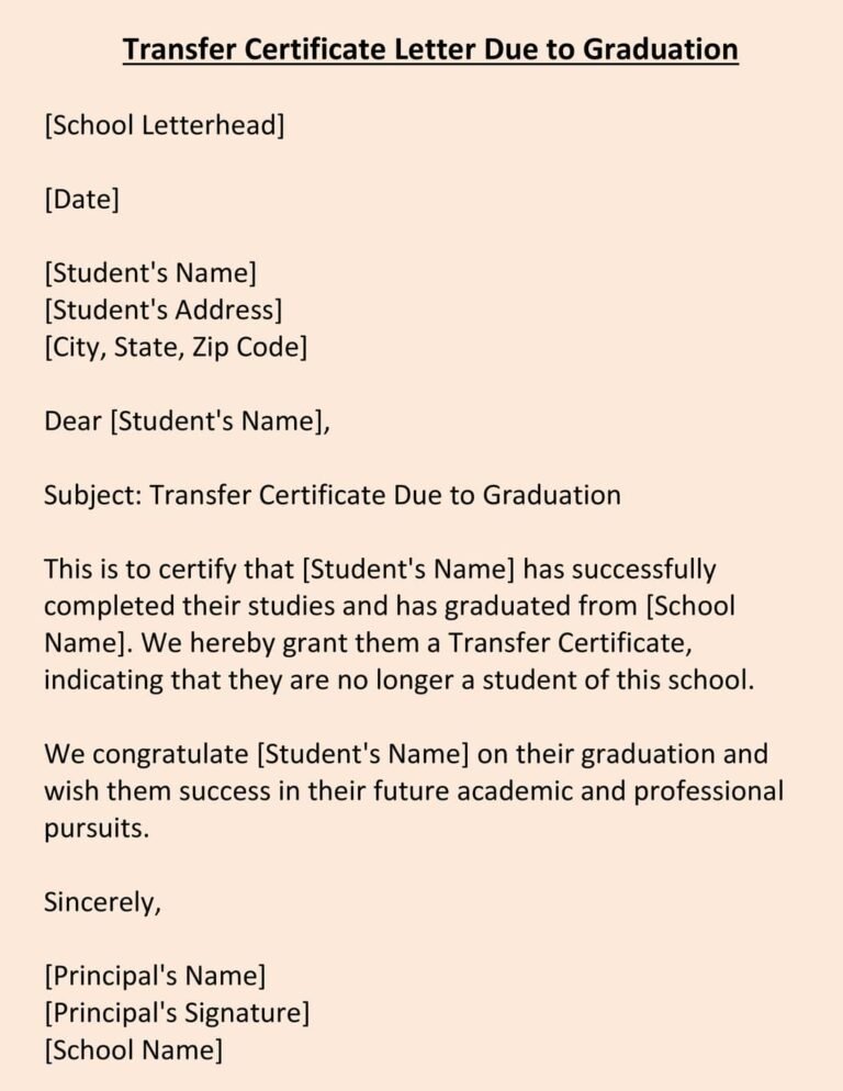 [Top-5] TC (Transfer Certificate) Letter Format to be issued to Student ...