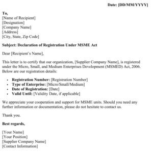 [Top 5] Letter for Declaration of Registration Under MSME Act From ...