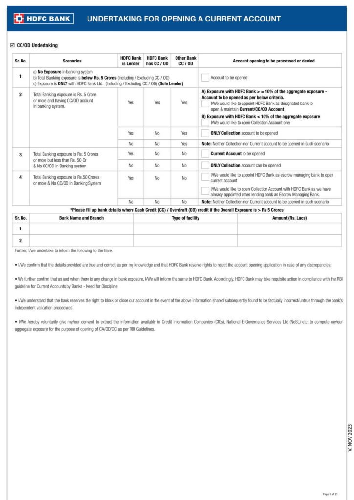 HDFC Bank Consolidated Account Opening Annexure Booklet Form for ...