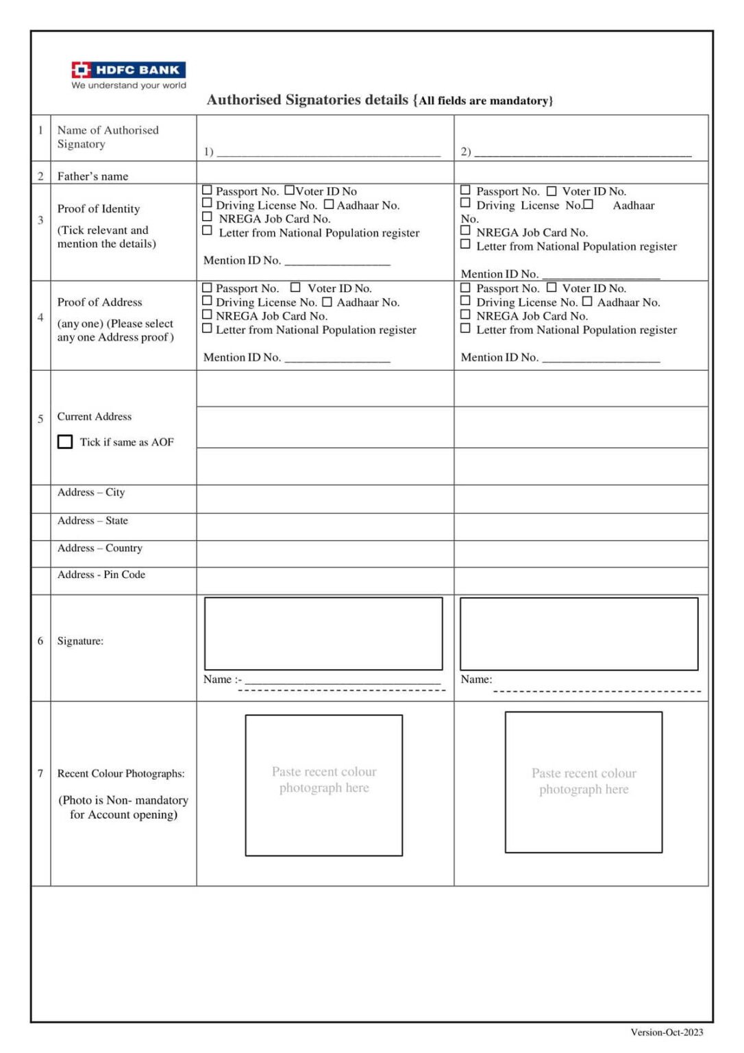 HDFC Bank Dormant Activation and REKYC Updation Form For Non ...
