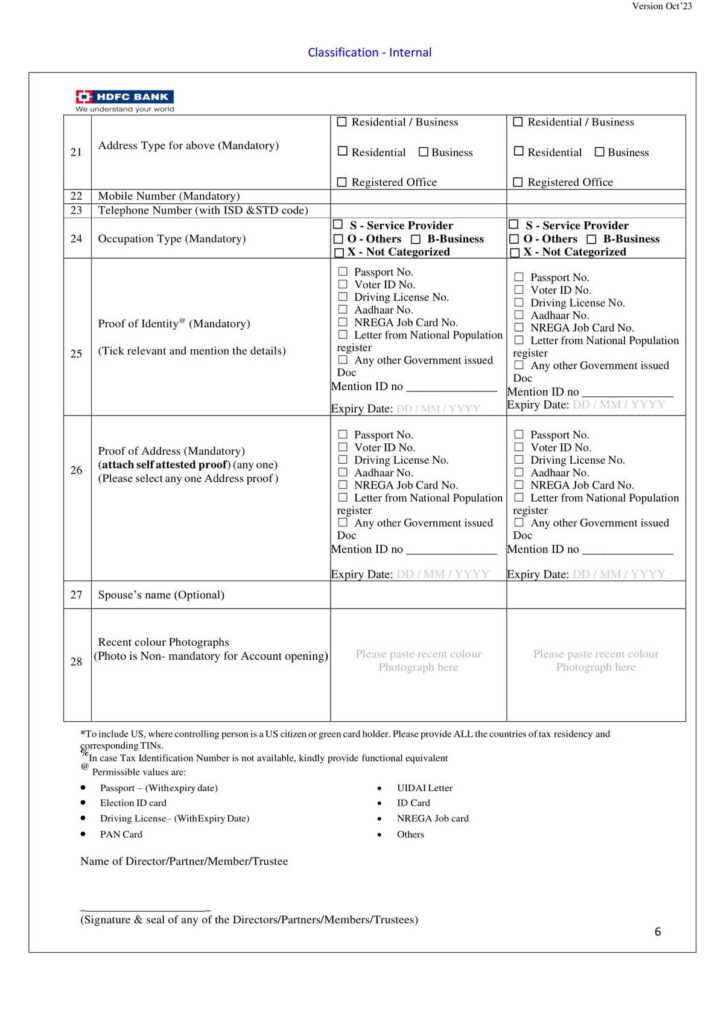 Hdfc Bank Dormant Activation And Rekyc Updation Form For Non Individuals In Pdf Download