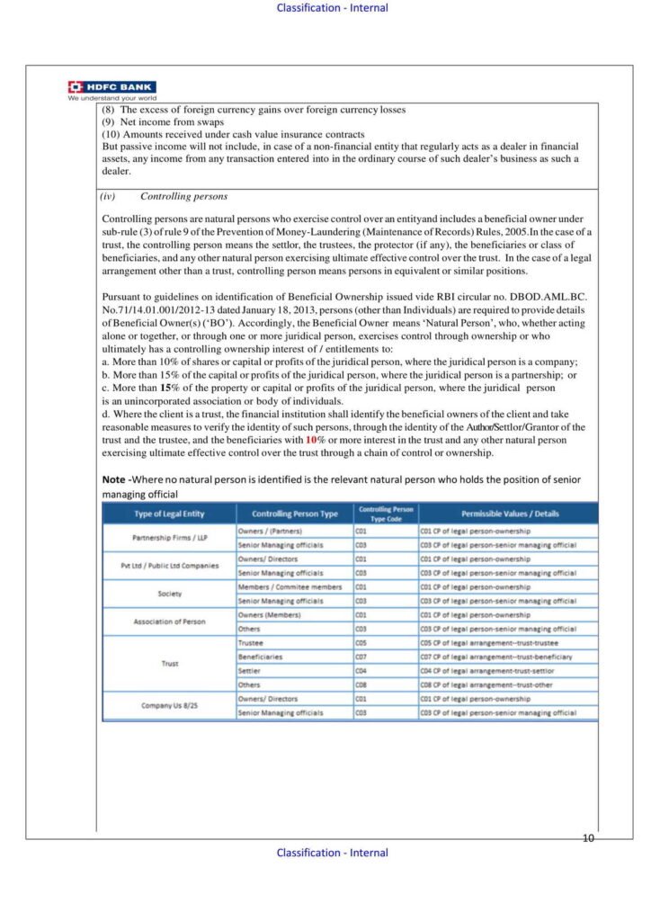 HDFC Bank FATCA - CRS Annexure Entities Form (Extended Declaration For ...