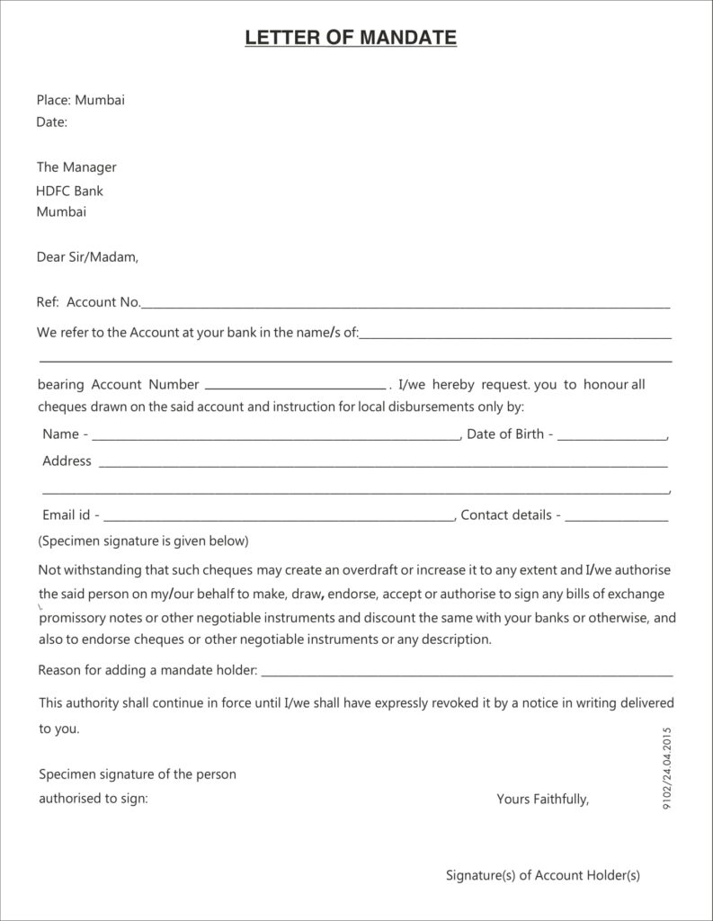 Hdfc Bank Application Form For Name Addition In Pdf Download