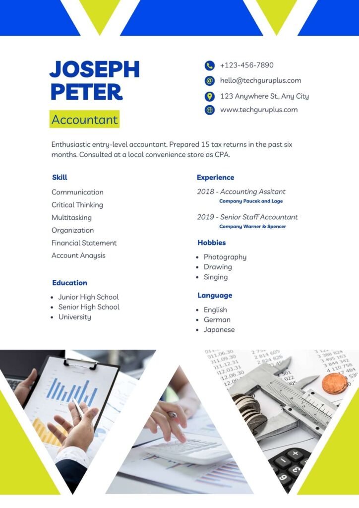 Accountant Resume 20 Templates Download in Word (.docx)