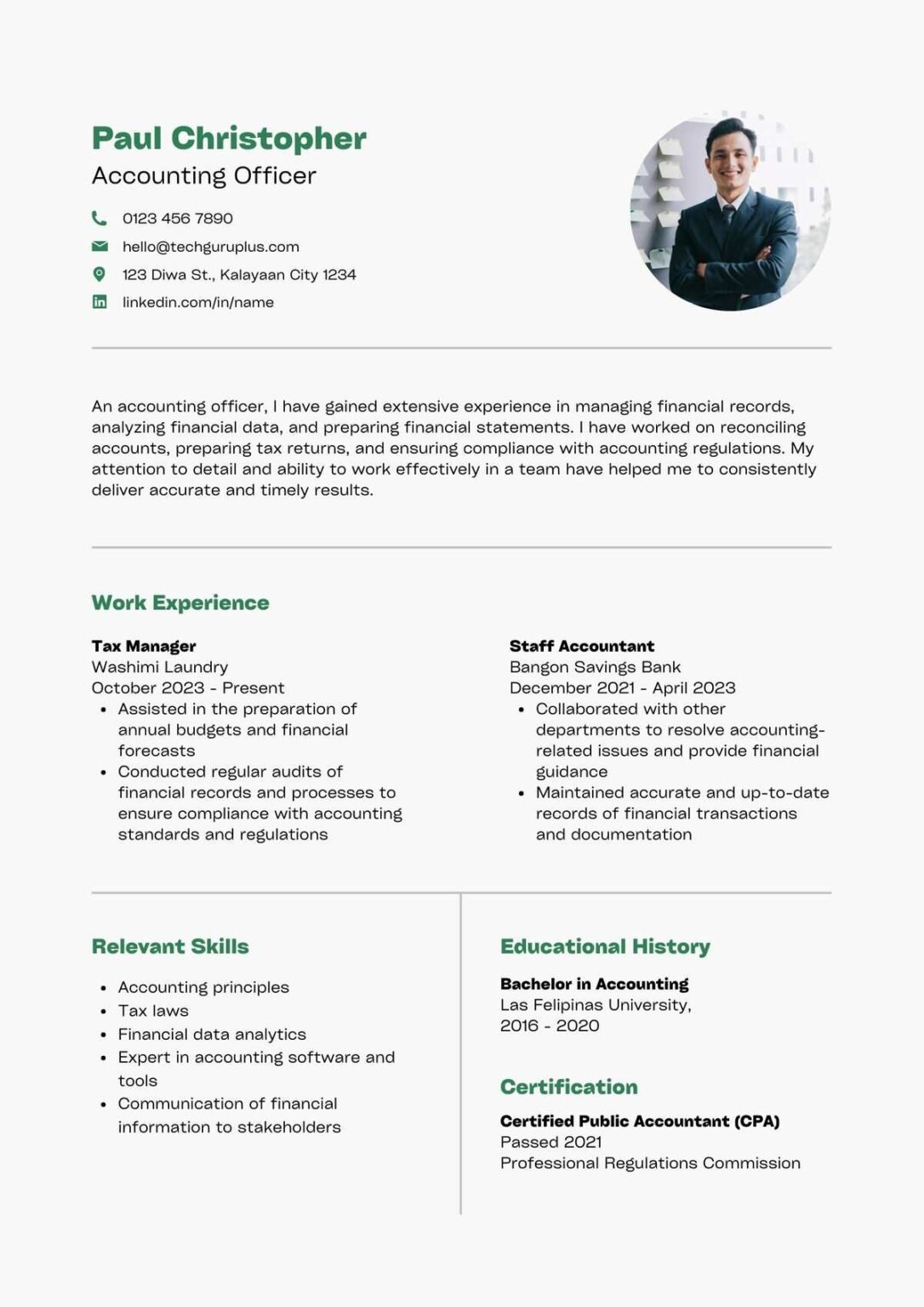 Accountant Resume 20 Templates Download in Word (.docx)