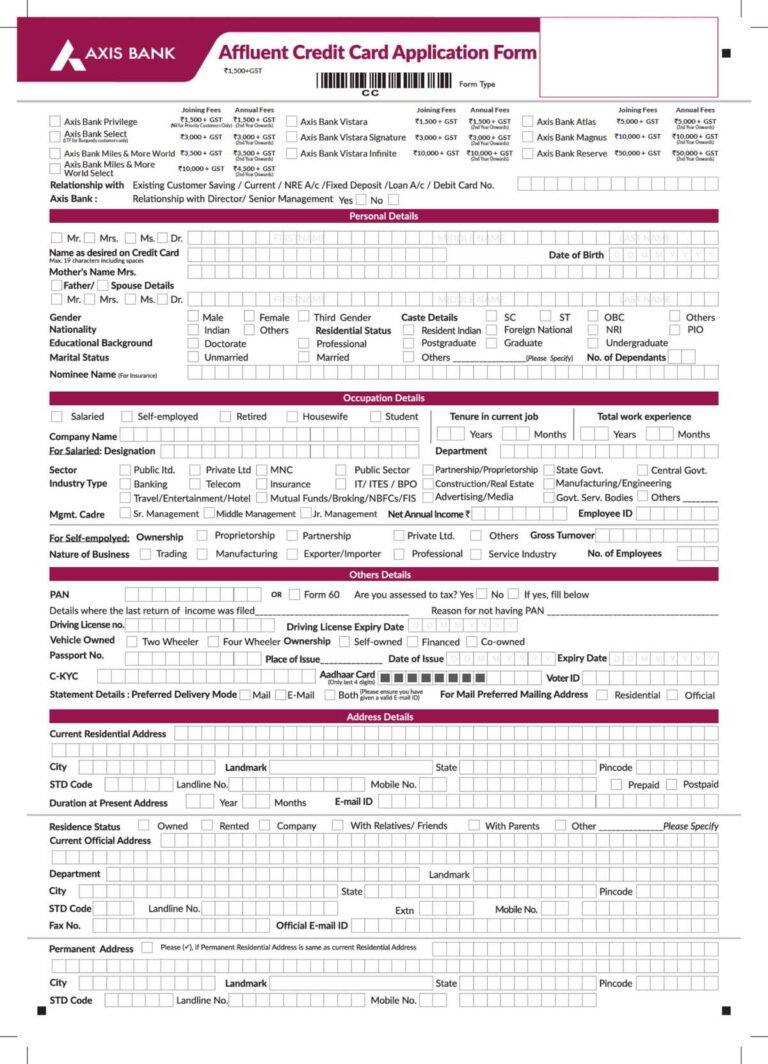 Axis Bank Savings and Current Account Opening Form for Non Individual ...
