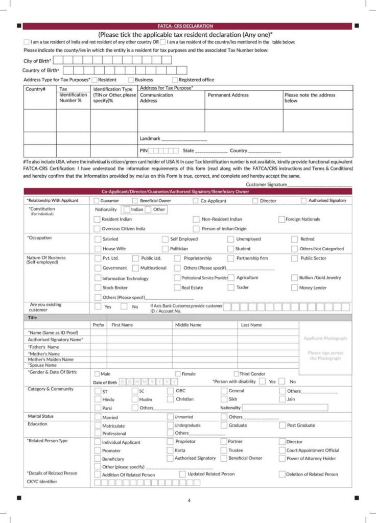 Axis Bank Commercial Vehicle Application Form Download in PDF