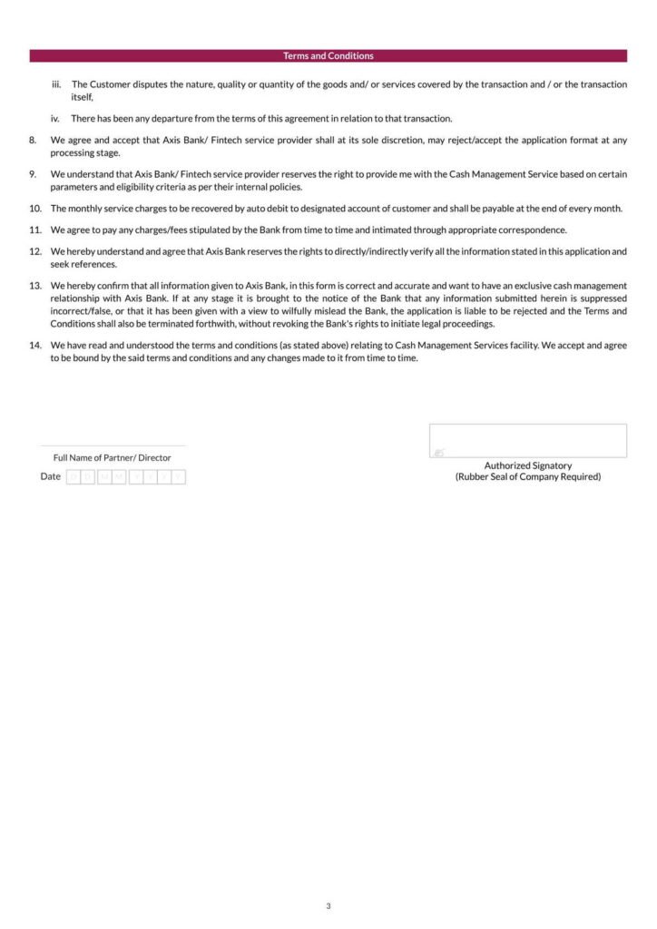 Axis Bank Easypay Plus Annexure Form Download in PDF
