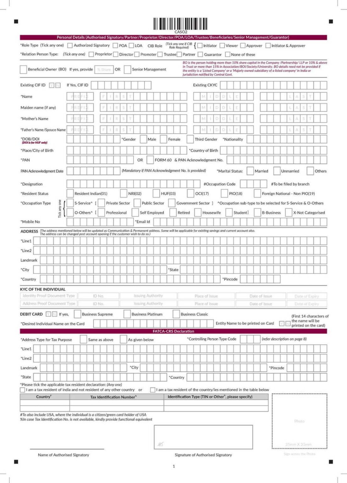 Axis Bank Service Request Form Download in PDF
