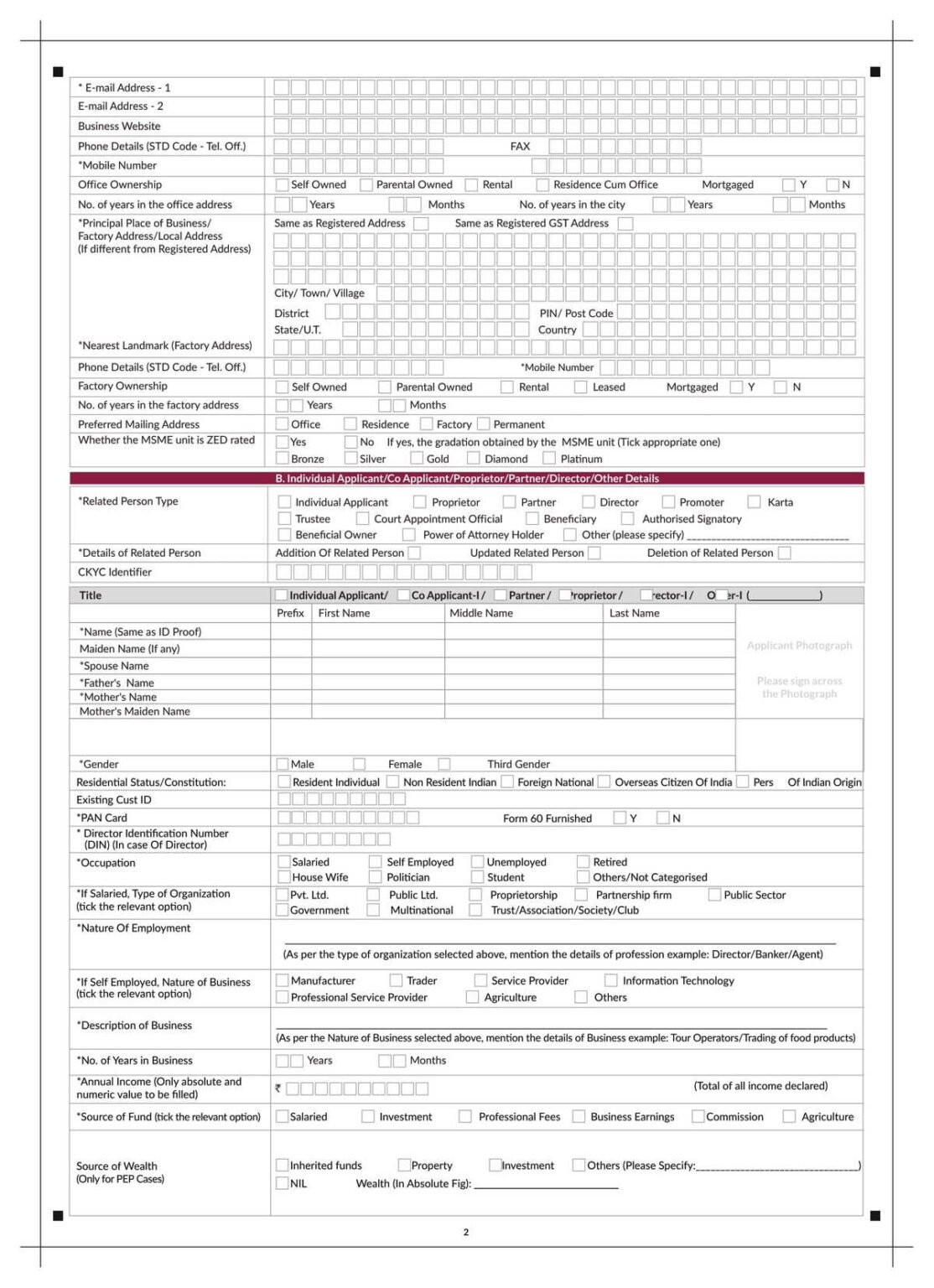 Axis Bank Small Business Banking Application Form Download in PDF