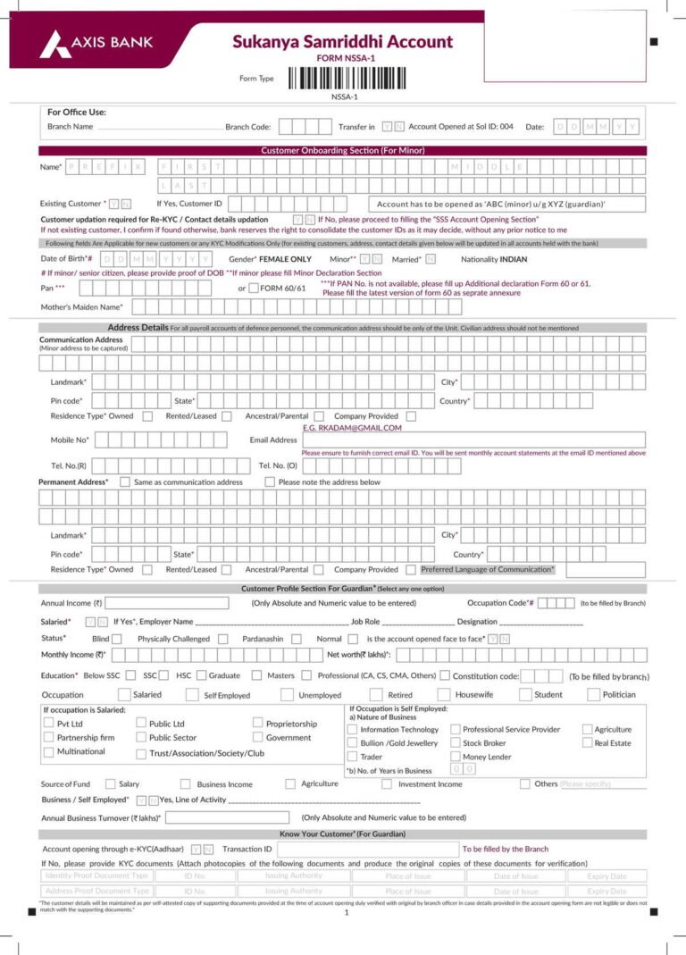 Axis Bank Service Request Form Download in PDF