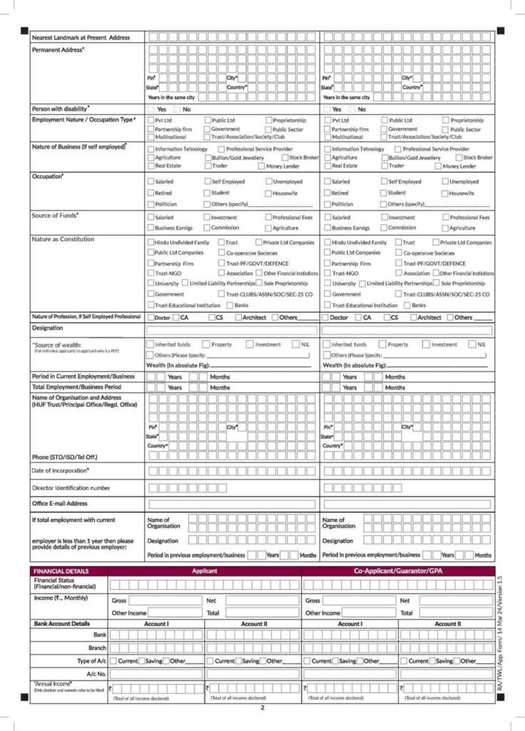 Axis Bank Two Wheeler Loan Application Form Download in PDF