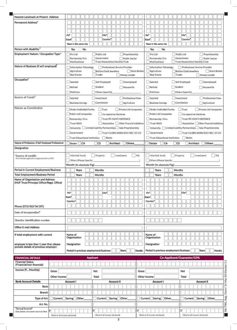 Axis Bank Two Wheeler Loan Application Form Download in PDF