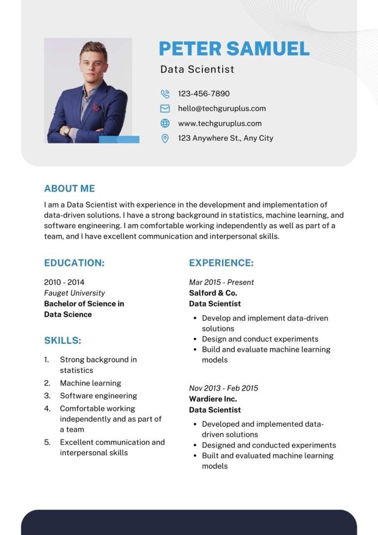 Data Analyst Resume 20 Templates Download in Word (.docx)