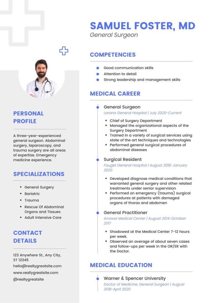 Doctor Resume 20 Templates Download in Word (.docx)