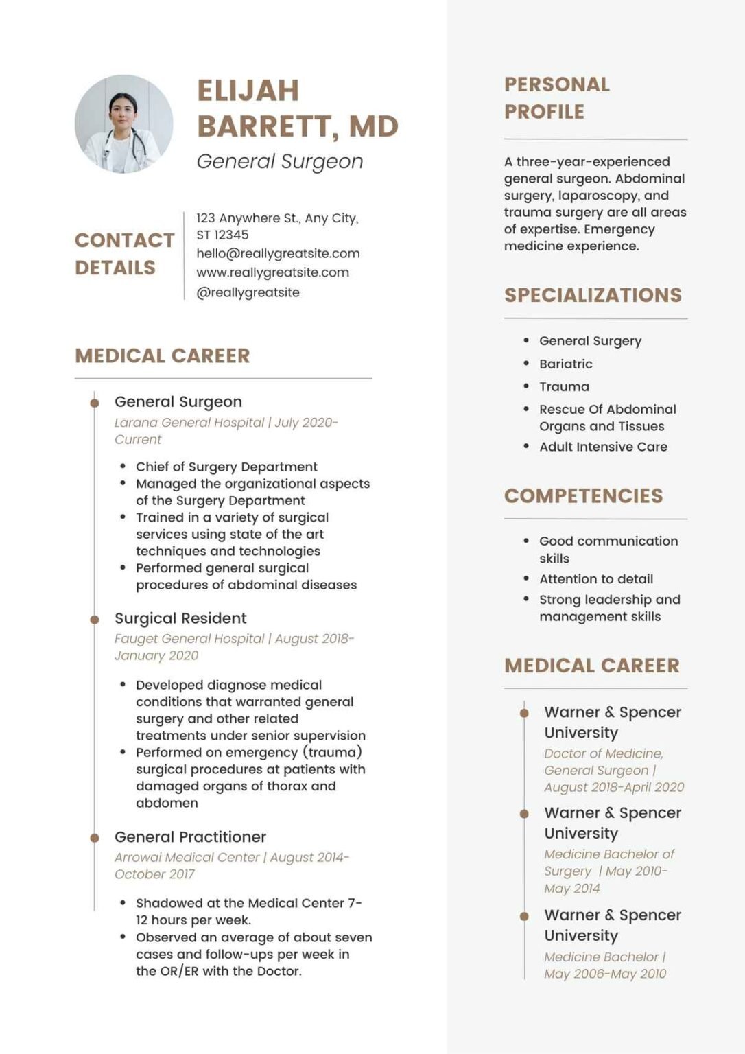 Doctor Resume 20 Templates Download in Word (.docx)