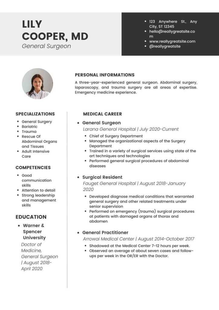 Doctor Resume 20 Templates Download in Word (.docx)