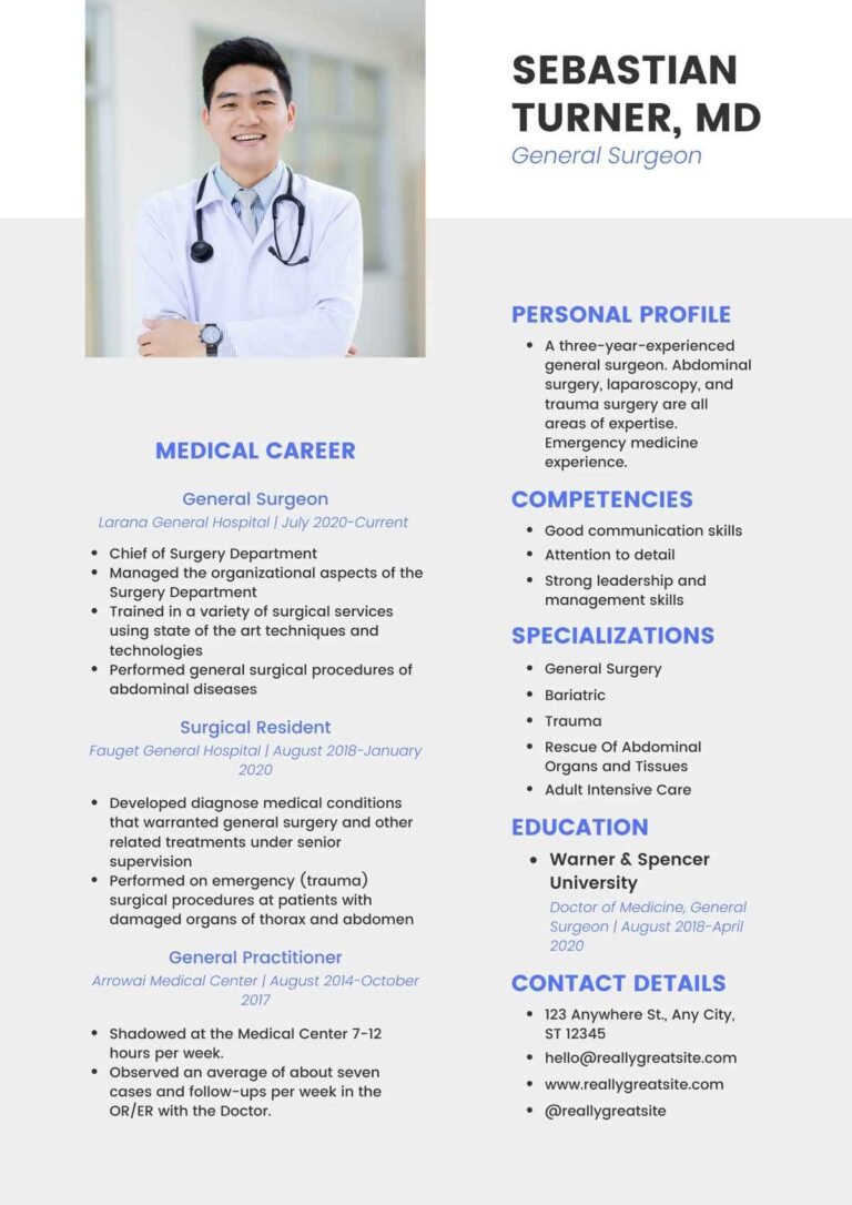 Doctor Resume 20 Templates Download in Word (.docx)
