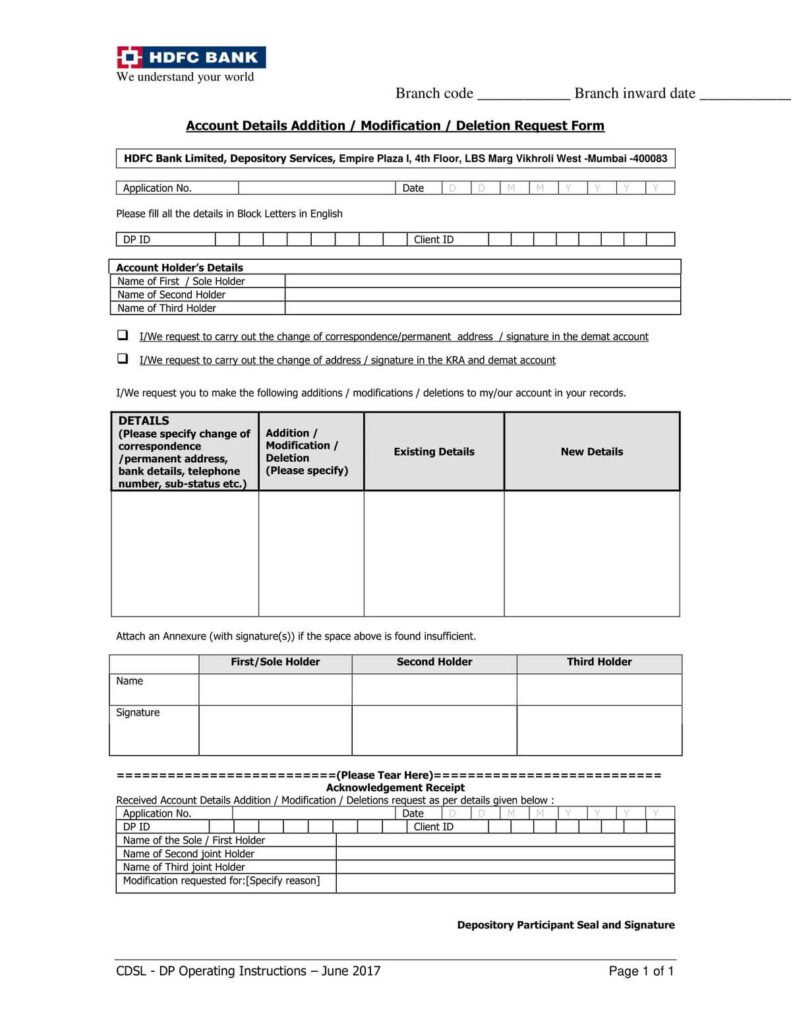 HDFC Bank Customer Updation Form for RE KYC-Non-Individuals Download in PDF
