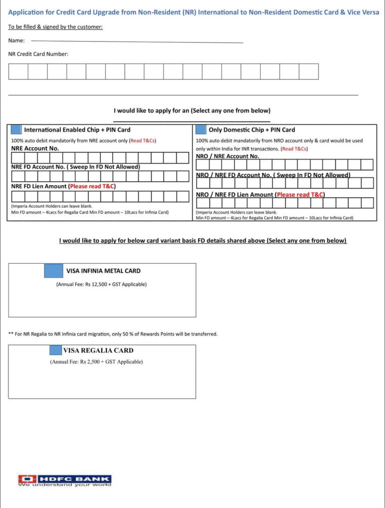 Hdfc Bank Application Form For Name Addition In Pdf Download