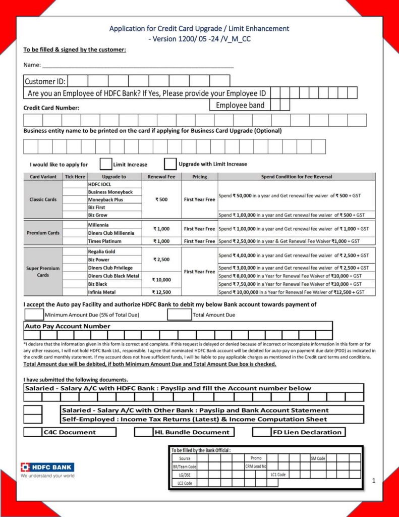 HDFC Bank Application Form For New Re Issuance Upgrade Of Business HDFC Bank Application Form For New Re Issuance Upgrade Of Business