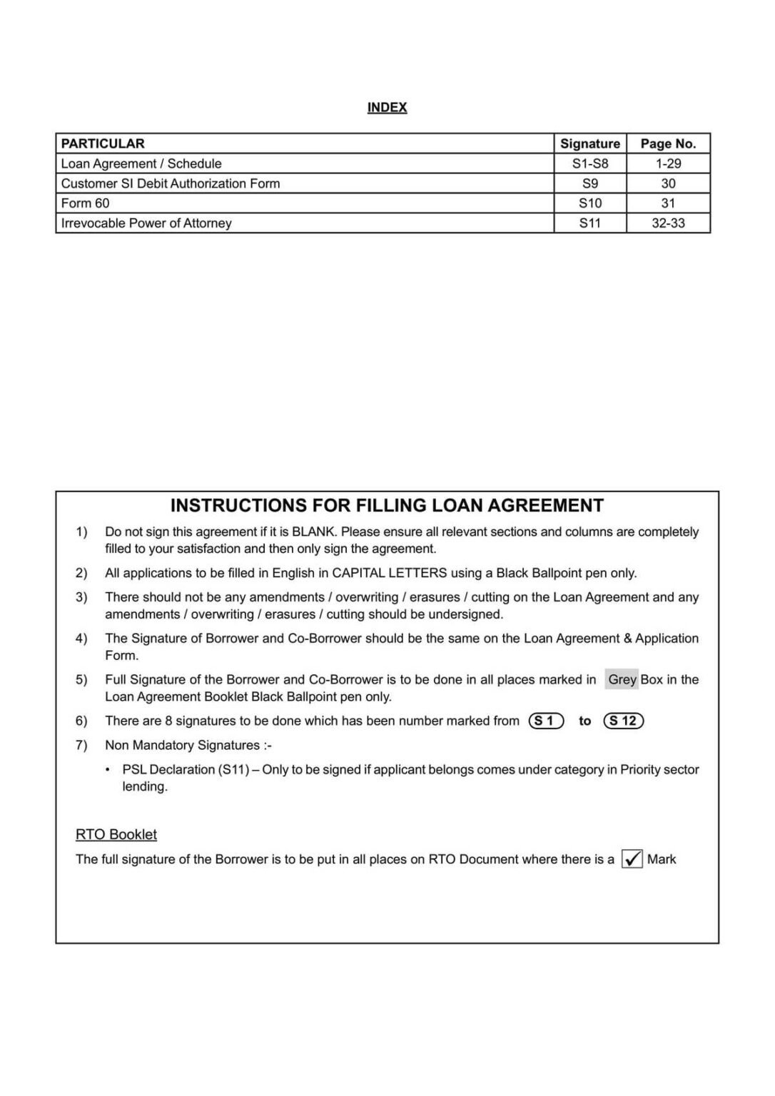 HDFC Bank Car Loan Agreement Form Download in PDF