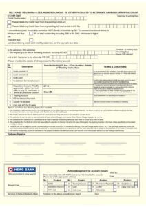 HDFC Bank Combined Account Closure Form in PDF Download