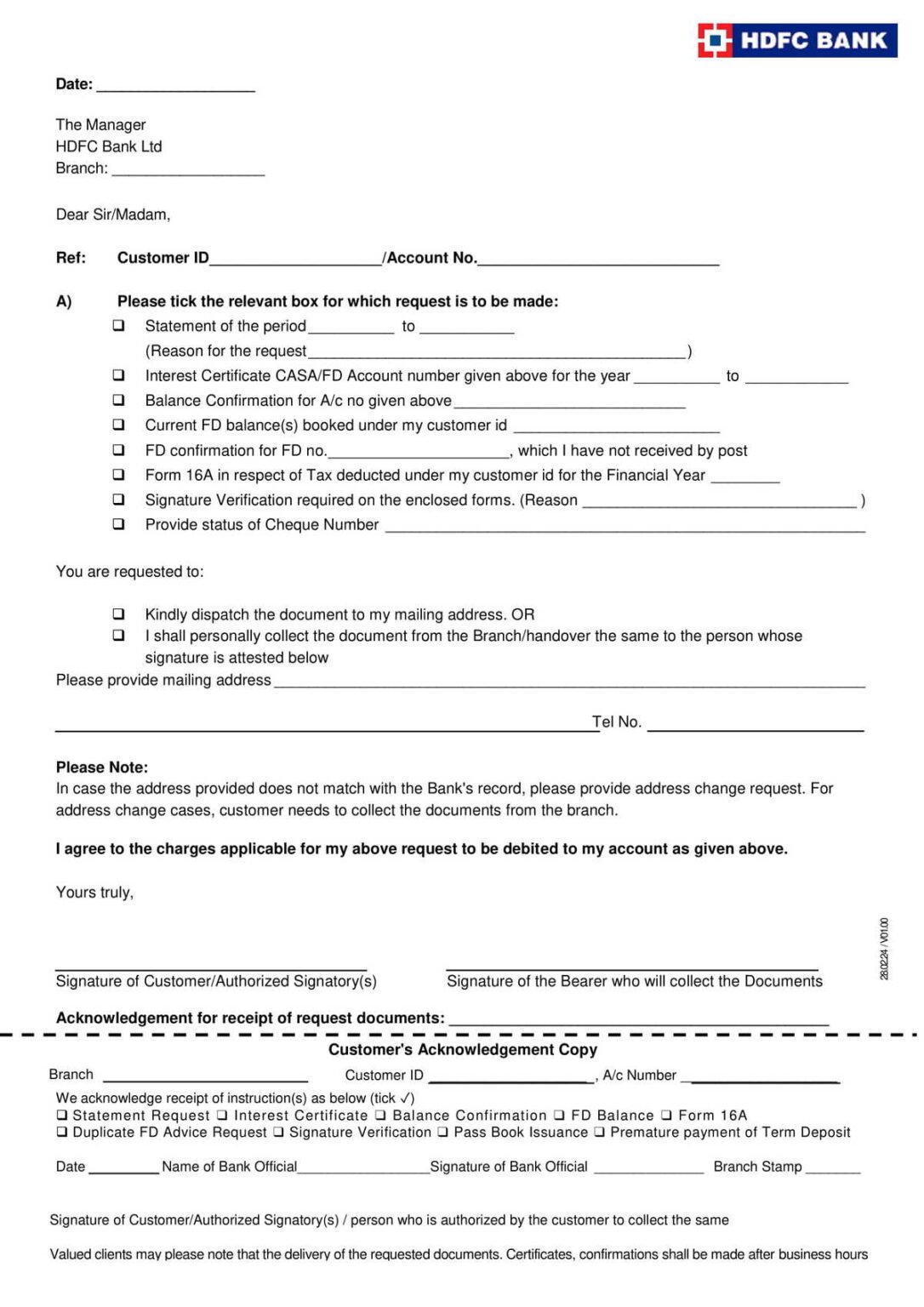 HDFC Bank Declaration For Change Of Residential Status Form Download In PDF HDFC Bank Declaration For Change Of Residential Status Form Download In PDF