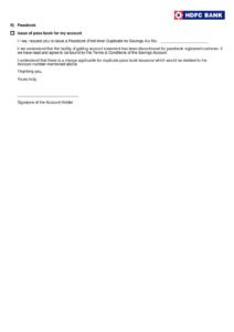 HDFC Bank Common Instruction Form- Statement Request Download in PDF