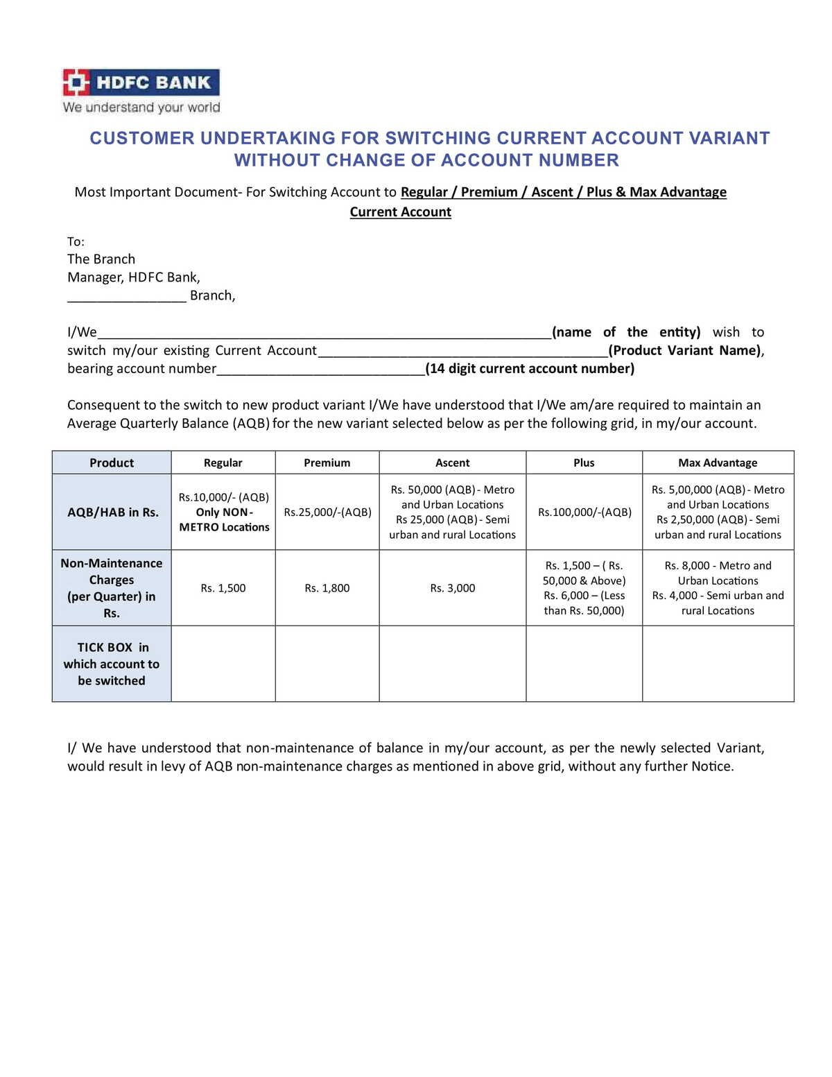 HDFC Bank Deposit Slip Form In PDF Download