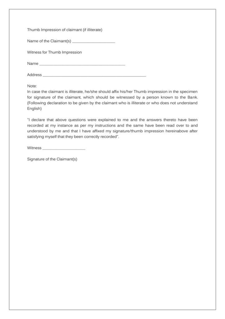 HDFC Bank Format of Claim Application Form from Legal heirs in PDF Download