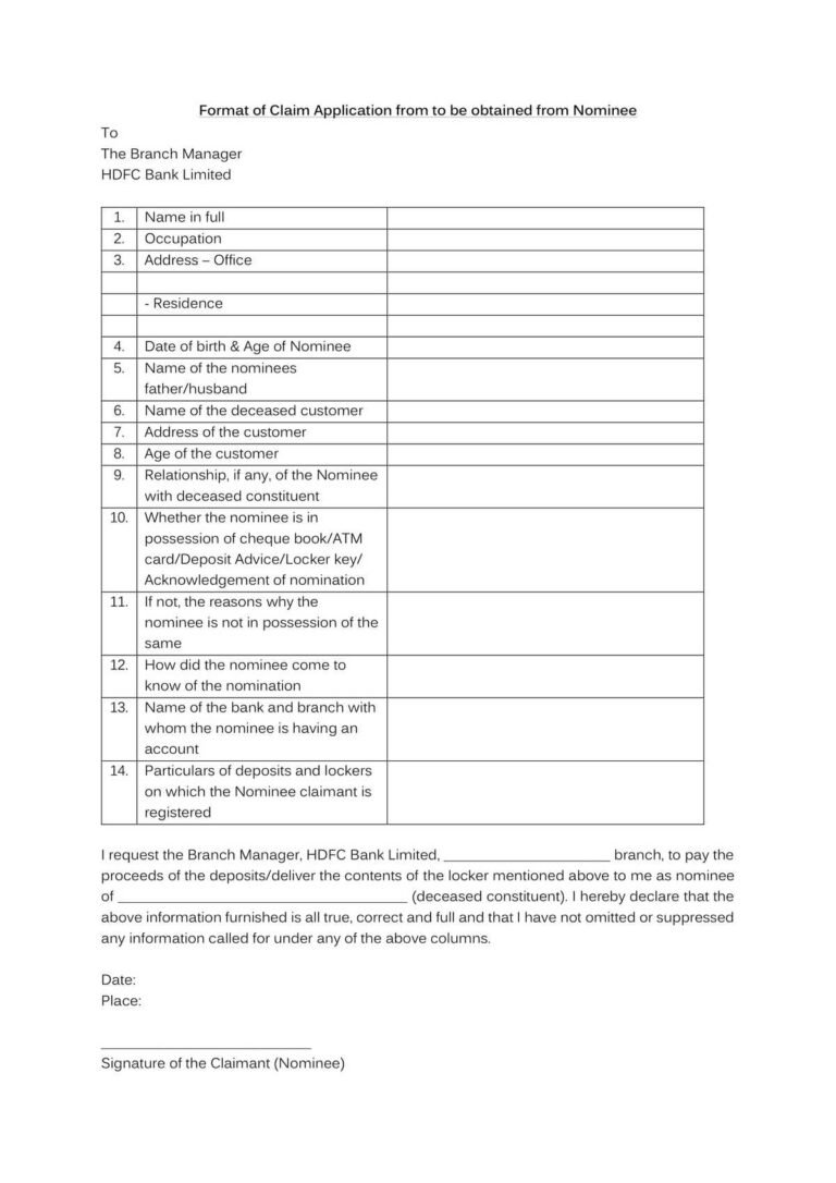 HDFC Bank Letter Of Mandate Form in PDF Download