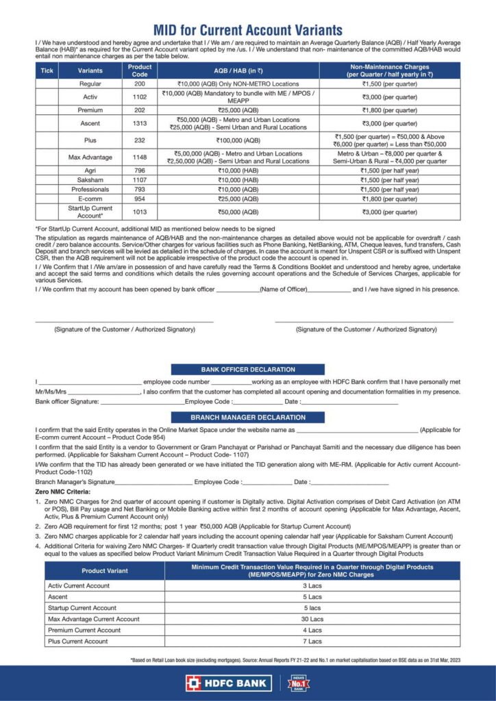 HDFC Bank Application Form For Increasing Net Banking Third Party