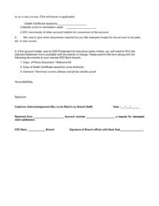 ICICI Bank Deceased Claim Application Form Download in PDF