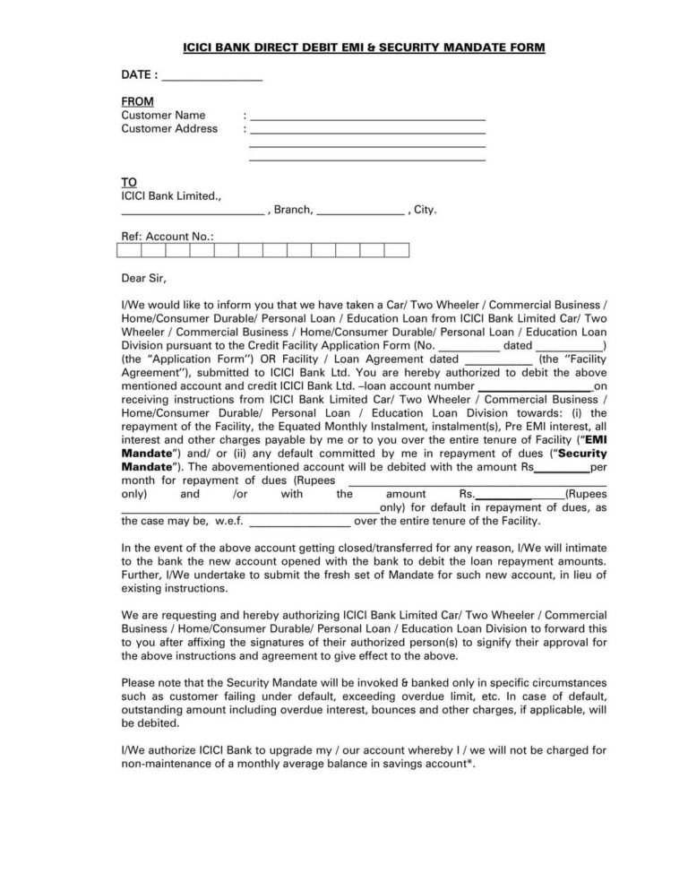 ICICI Bank Deceased Claim Application Form Download in PDF