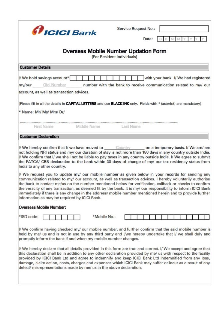 ICICI Bank Deceased Claim Settlement with Nominee Application Form ...