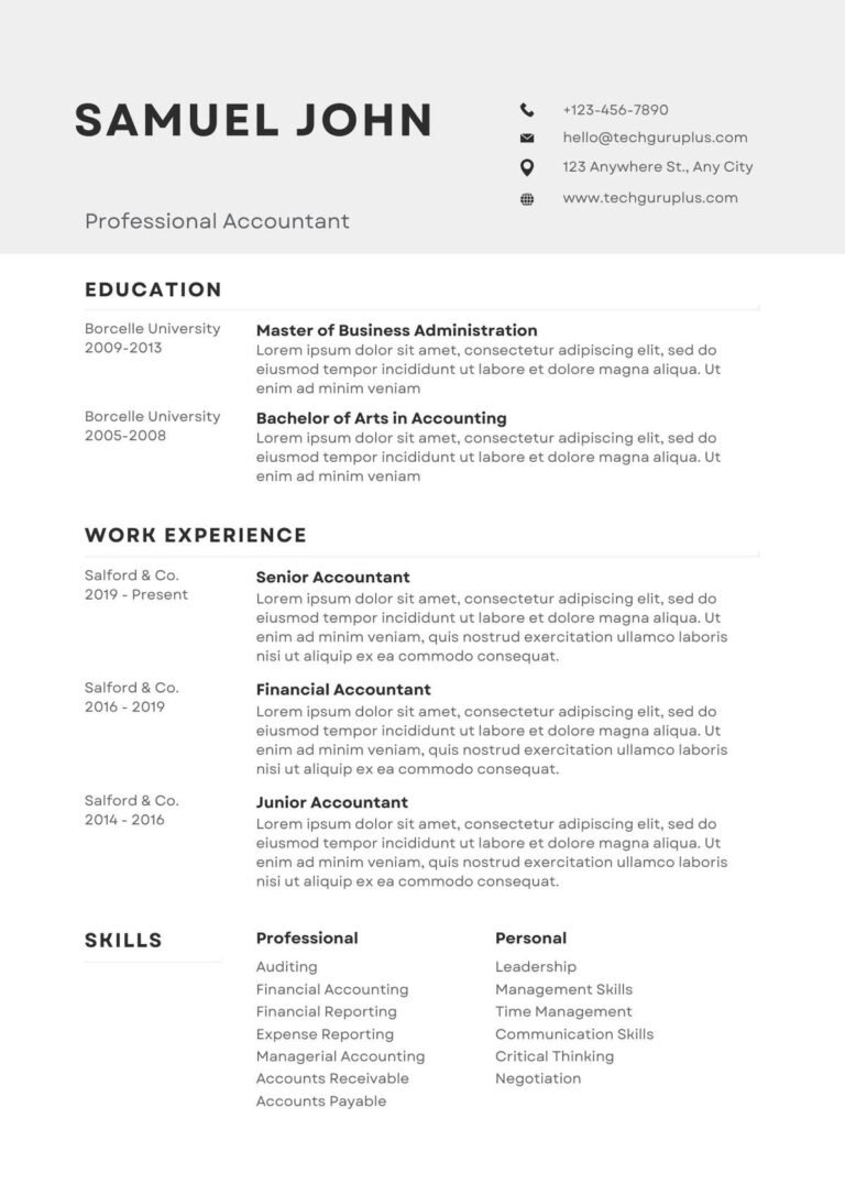 ATS Friendly Resume 20 Templates Download in Word (.docx)