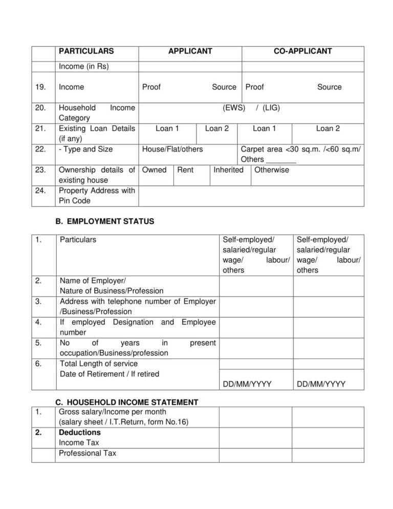 Punjab National Bank Application Form For PMAY Loan Download in PDF