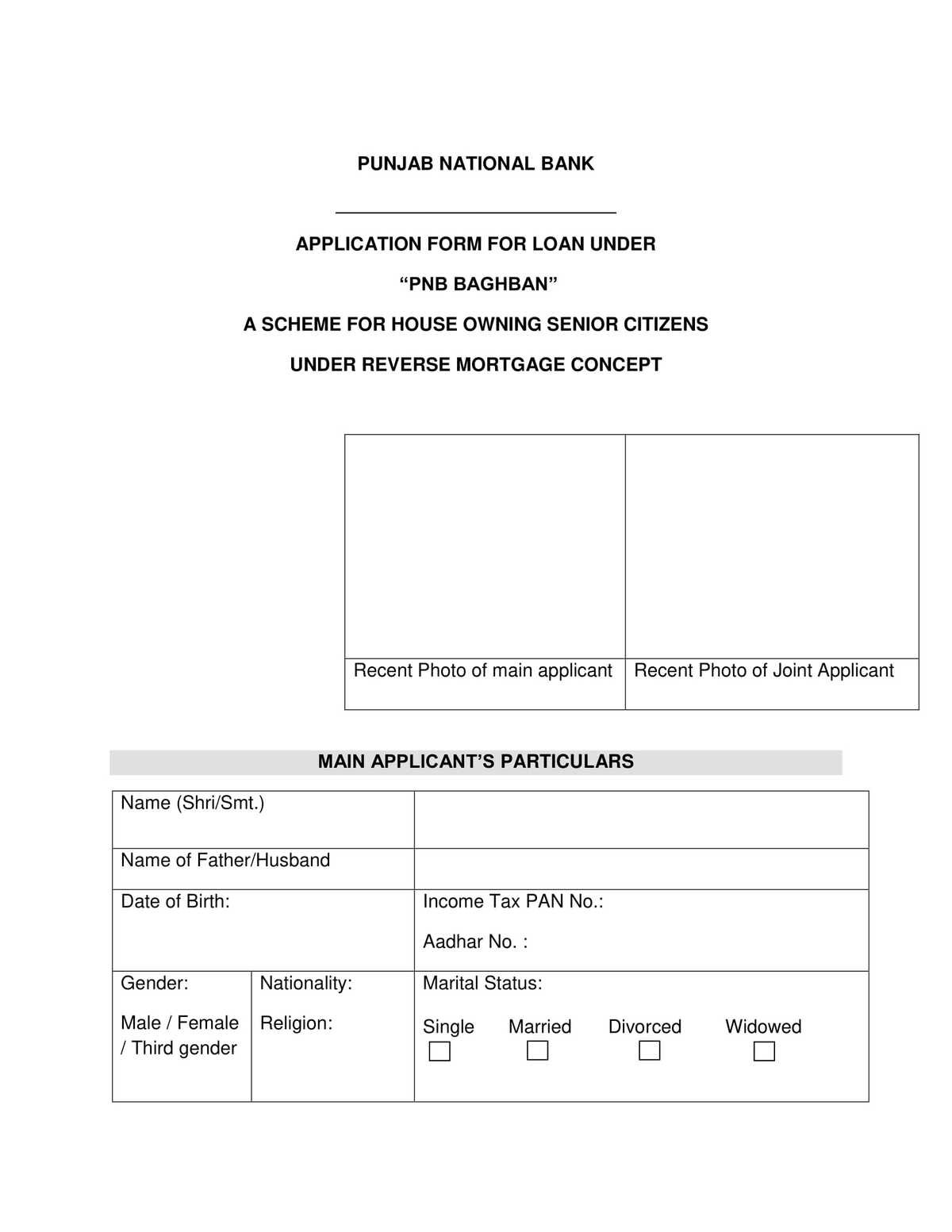 Punjab National Bank Fixed Deposit Opening Form Download In PDF Punjab National Bank Fixed Deposit Opening Form Download In PDF