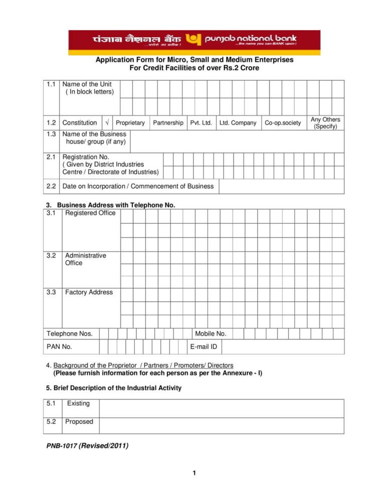 Punjab National Bank Form No 60 Download in PDF