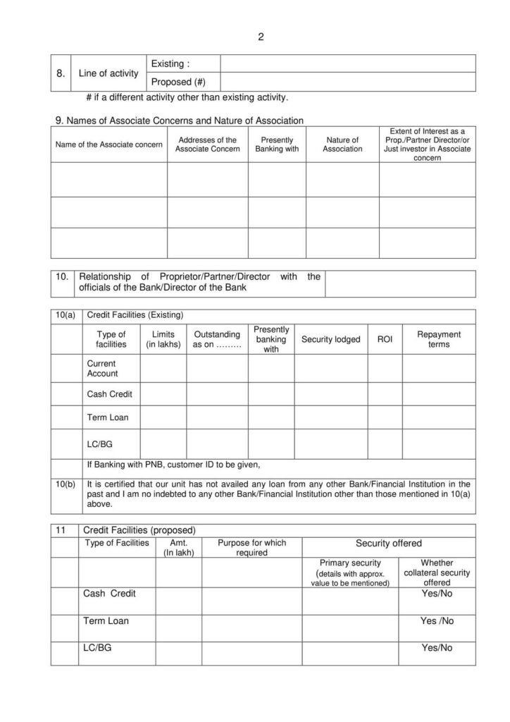 Punjab National Bank MSME Loans Upto 50 Lakh Application Form Download in PDF