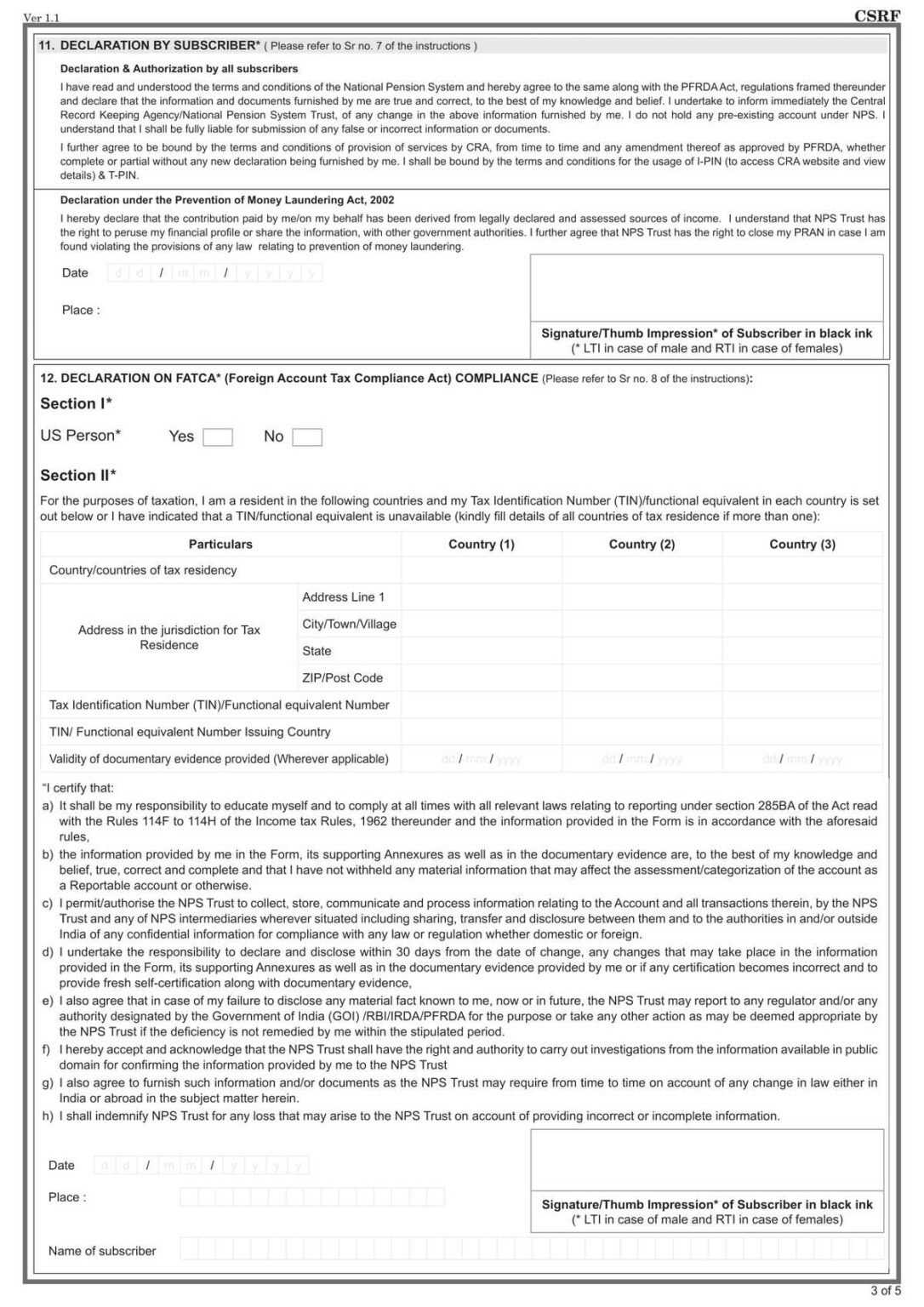Punjab National Bank NPS Account Opening Form Download in PDF