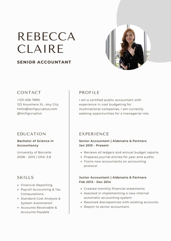 Accountant Resume 20 Templates Download in Word (.docx)