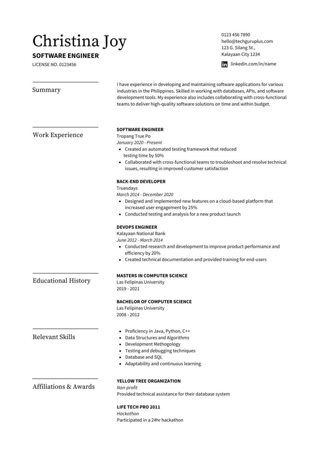 ATS Friendly Resume 20 Templates Download in Word (.docx)